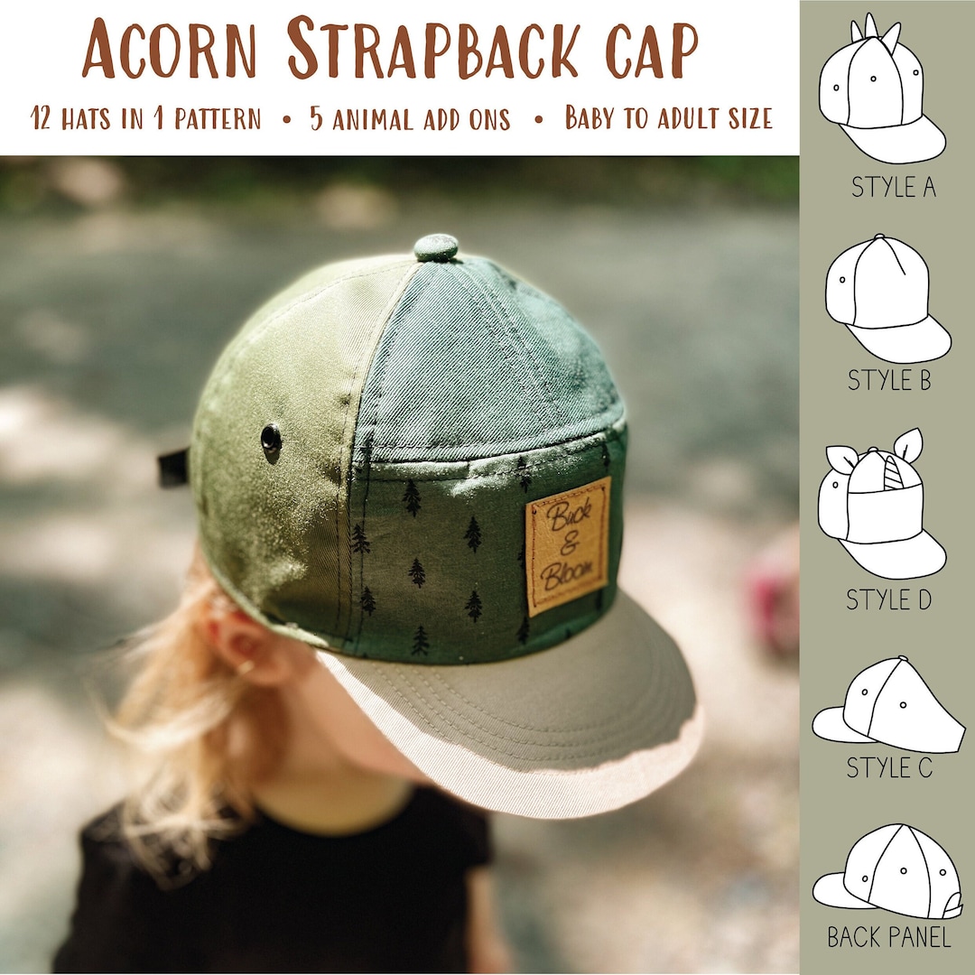 Acorn Strapback Cap PDF Sewing Pattern, Baby and Adult Size - Instant ...