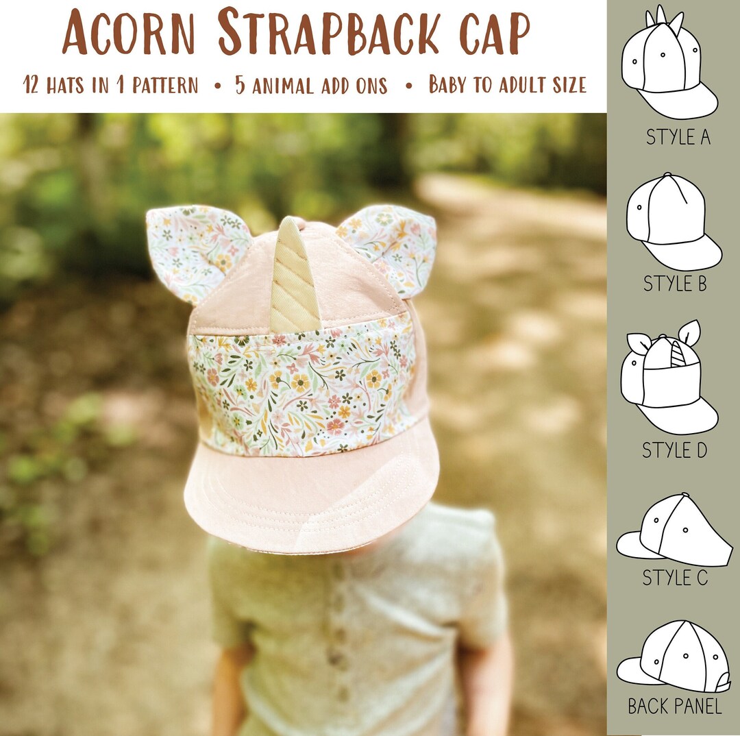 Acorn Strapback Cap PDF Sewing Pattern, Baby and Adult Size - Instant ...