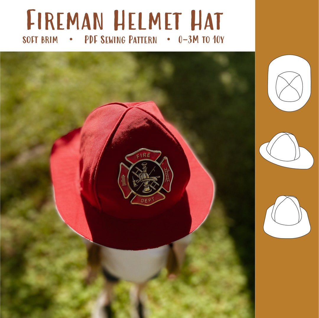 Fireman Helmet Hat, PDF Sewing Pattern, Instant Download, Sized 0-3 ...