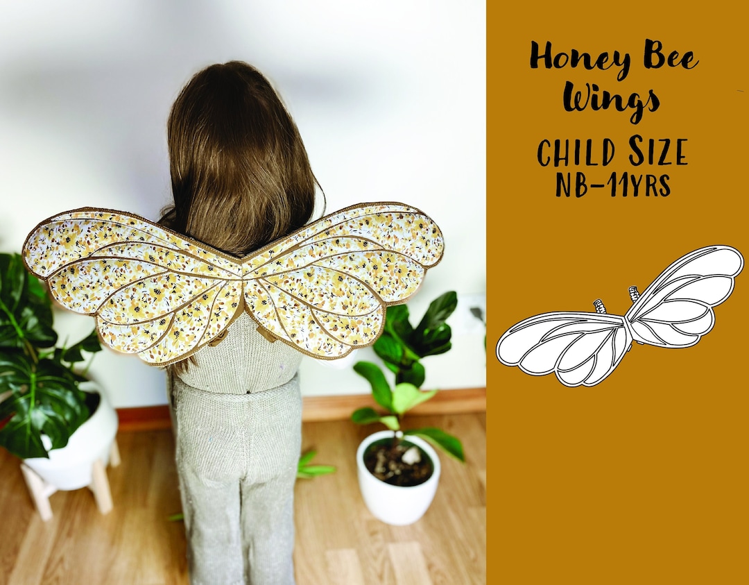 Honey Bee Fairy Wings PDF Sewing Pattern, Quilted, Wire Free, Kids ...