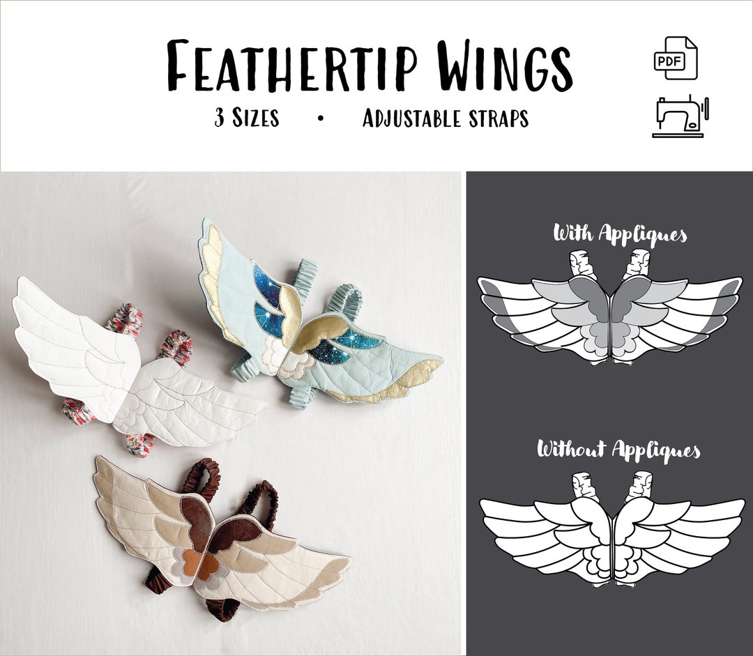 Feathertip Wings - PDF Sewing Pattern, INSTANT DOWNLOAD, Quilted ...
