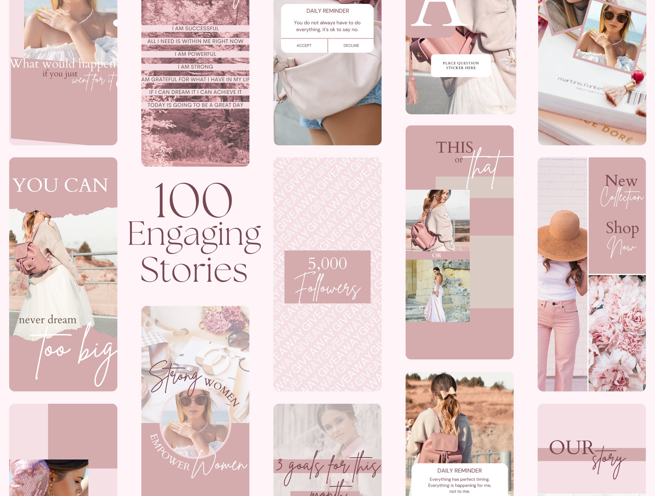 525 IG POST TEMPLATES Pink Ig Carousel Template for | Etsy UK