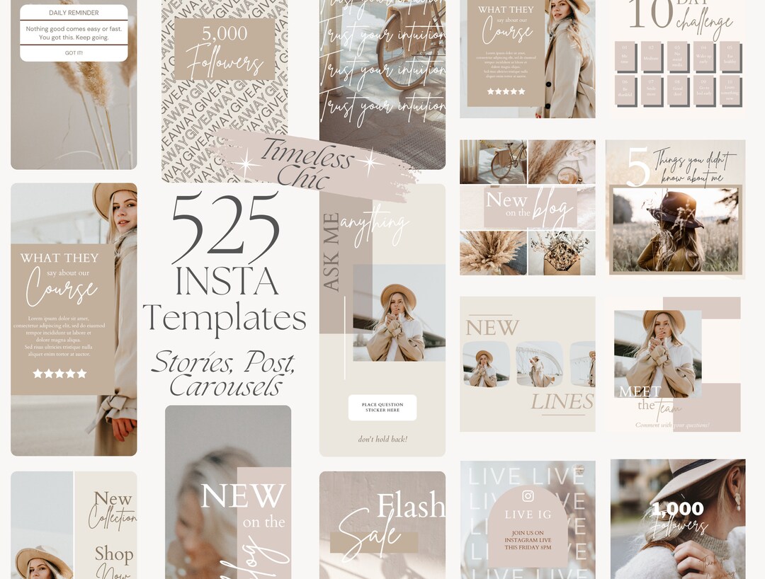 525 Neutral Ig Post Templates, Instagram Story Templates, Engaging ...