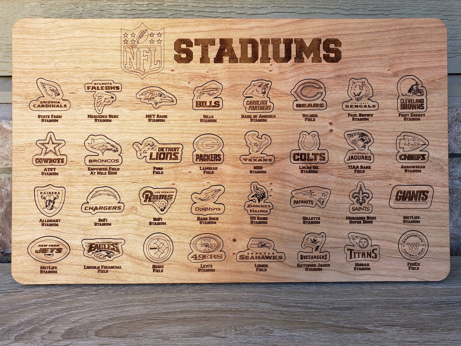 NFL Football Stadium Tour Tracker Board US Stadium Map - Etsy