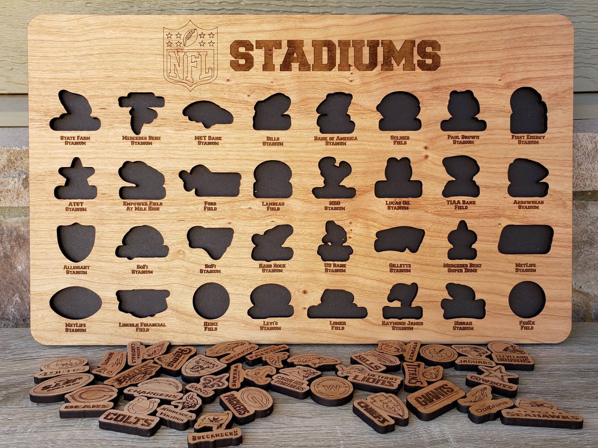 NFL Football Stadium Tour Tracker Board US Stadium Map - Etsy