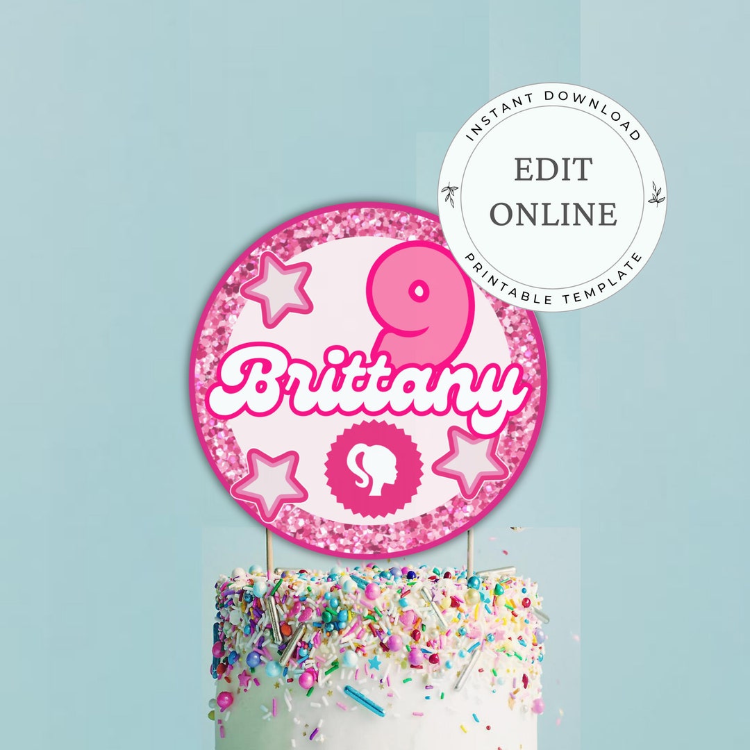 Editable Pink Doll Cake Topper, Printable Fashion Doll Cake Topper ...