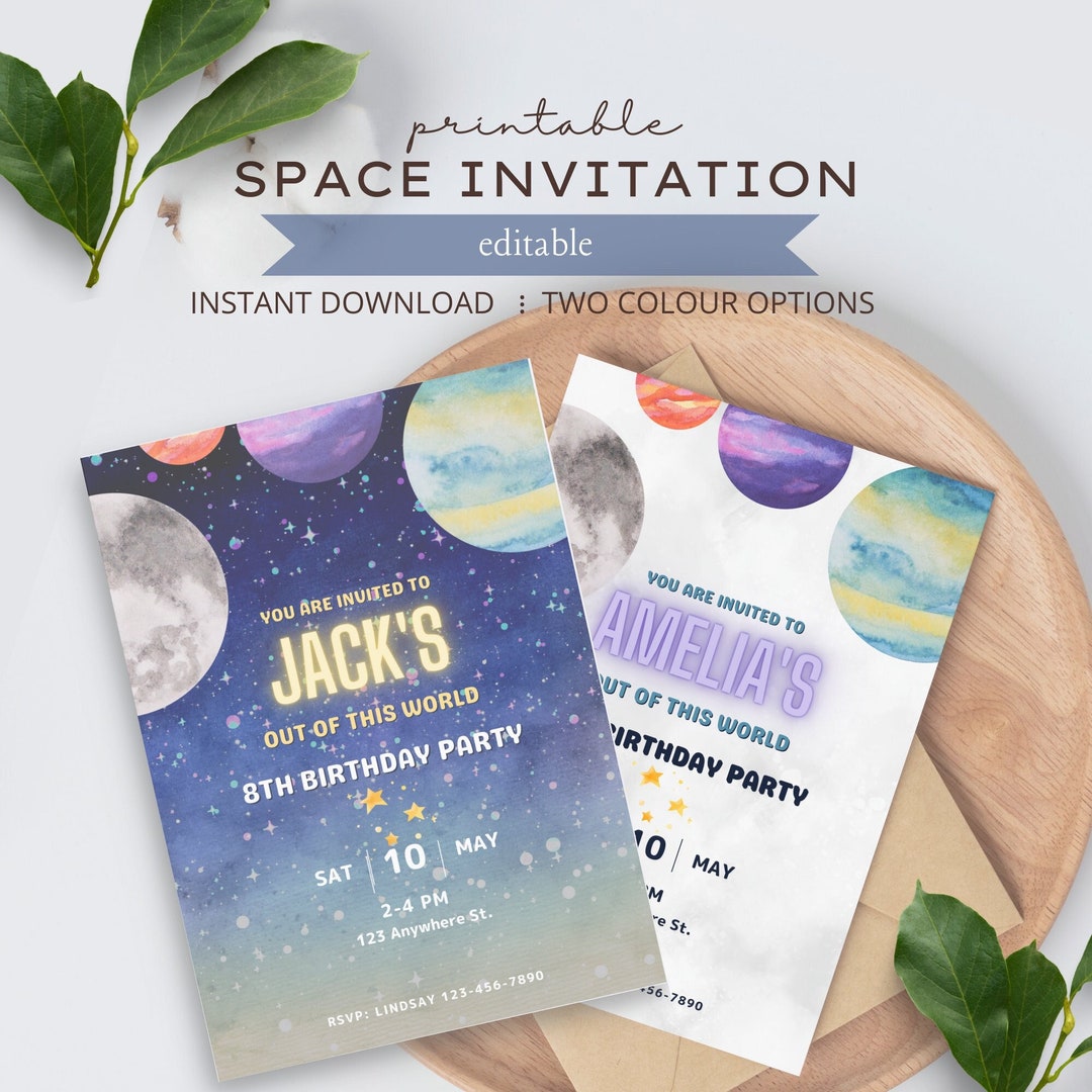 Editable Space Party Invitation , Printable Space Invitation, Space ...