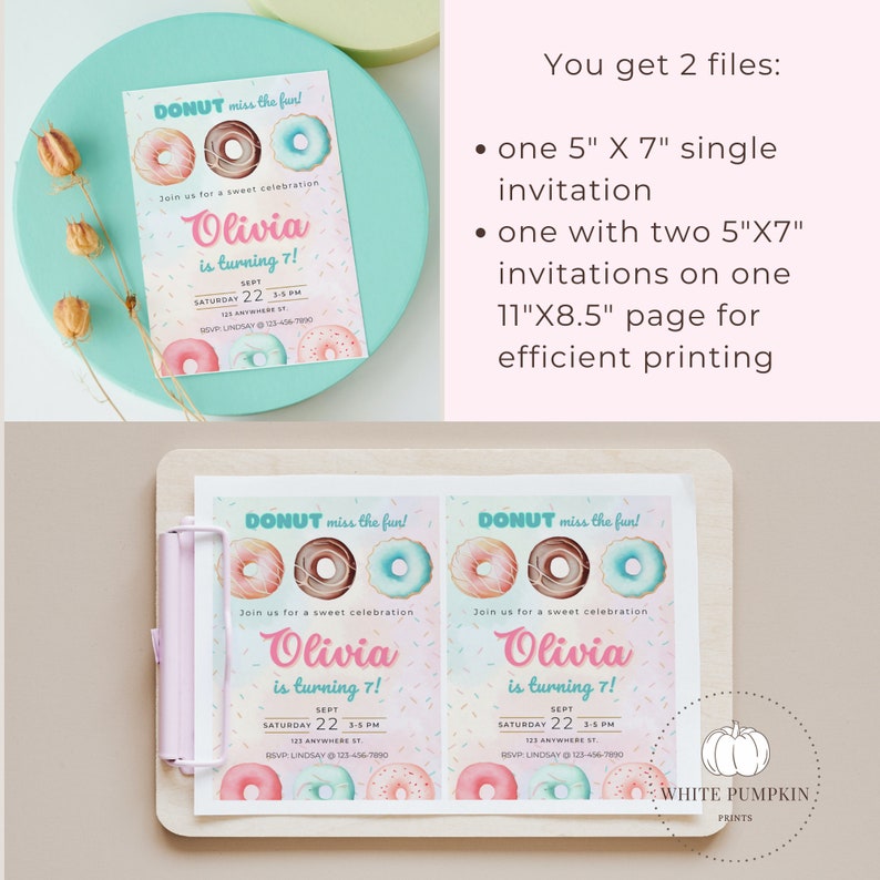 Editable Donut Birthday Invitation, Printable Sweet Donut Birthday ...