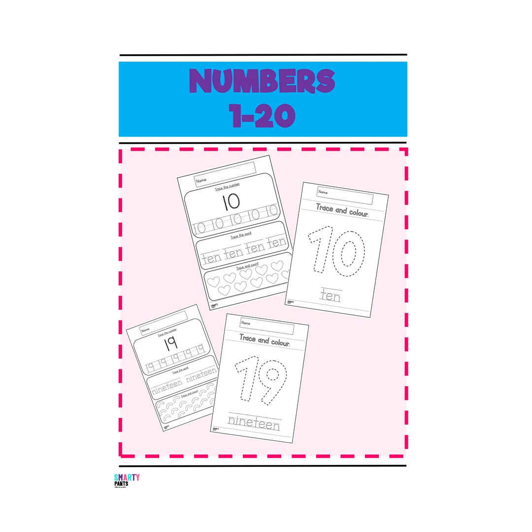 Trace and Color Numbers 1-20 Fun and Educational Number Worksheets for ...