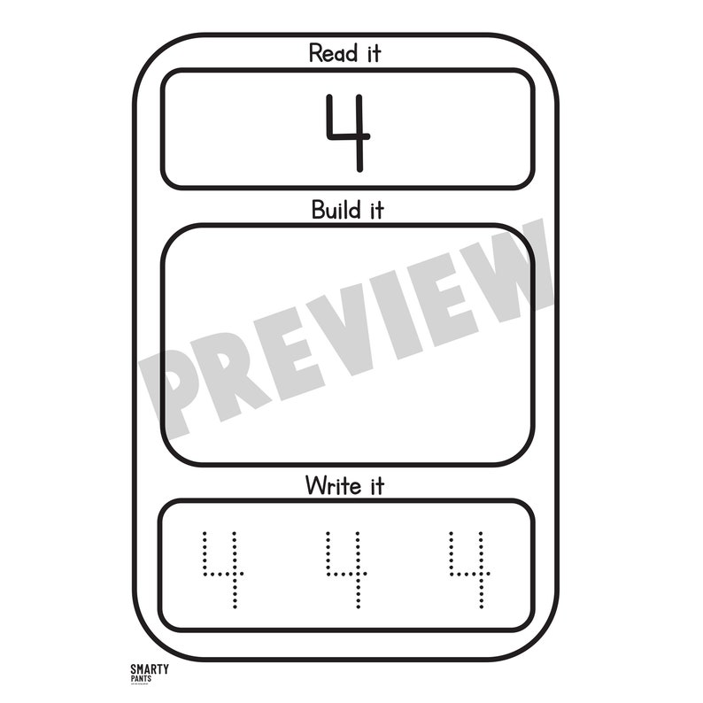 Printable Number Sheets 'say It, Build It, Write It' Sheets Educational ...