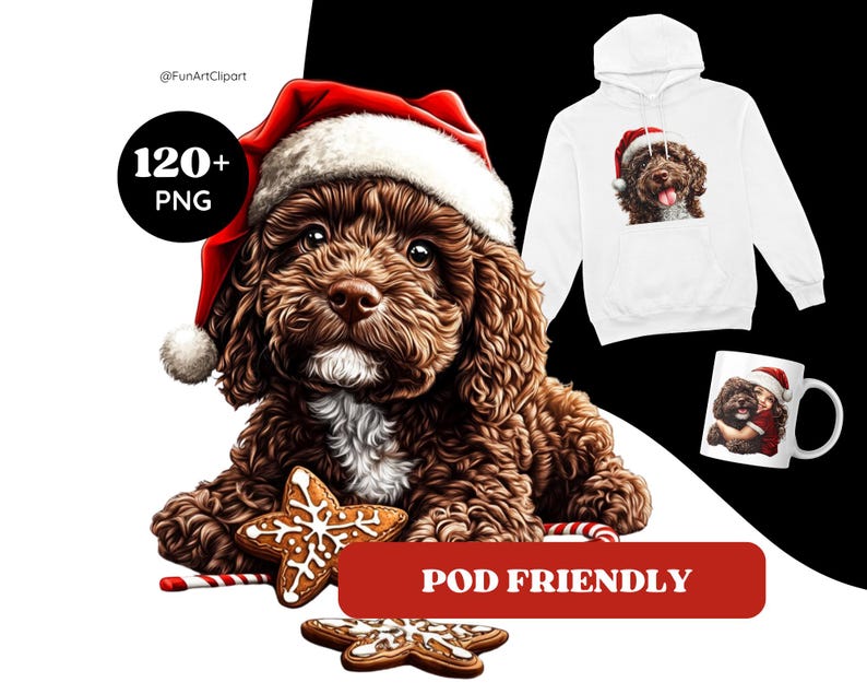 120 Lagotto Romagnolo Christmas Clipart PNG, Cute Dog Winter Images ...