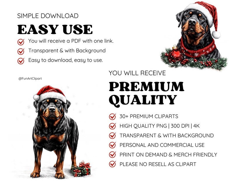 TOP 30 Rottweiler Christmas Clipart PNG, Cute Rottweil Dog Winter ...