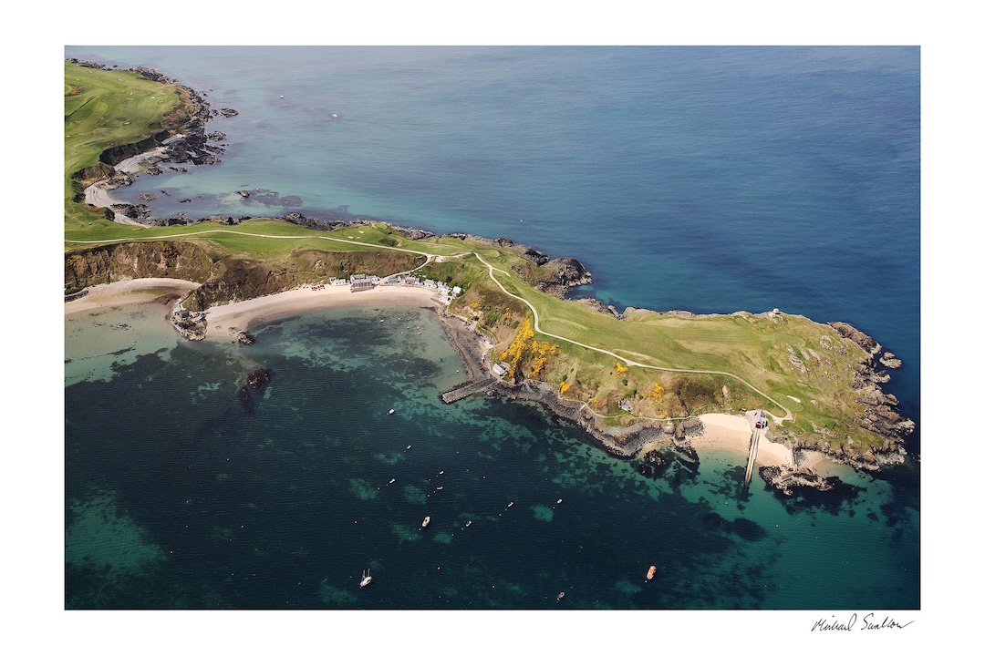 Stunning Aerial Photograph of Nefyn Golf Course and the Beautiful Beach ...