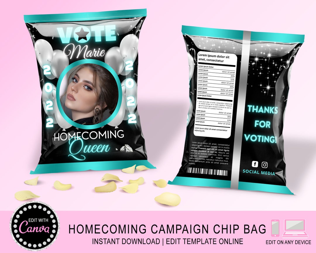 Vote Homecoming Queen Class Campaign Snack Bag Class Campaign Chip Bag ...