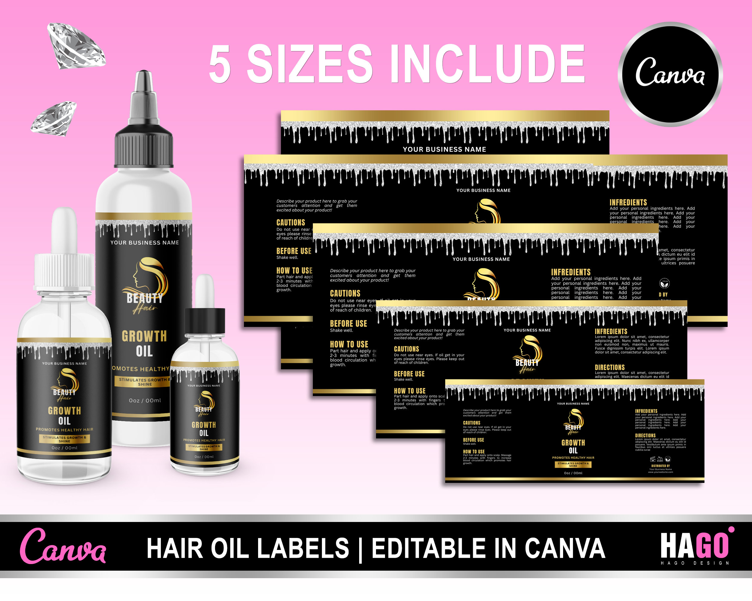 DIY Oil Bottle Label Hair Growth Oil Labels Hair Oil Product - Etsy