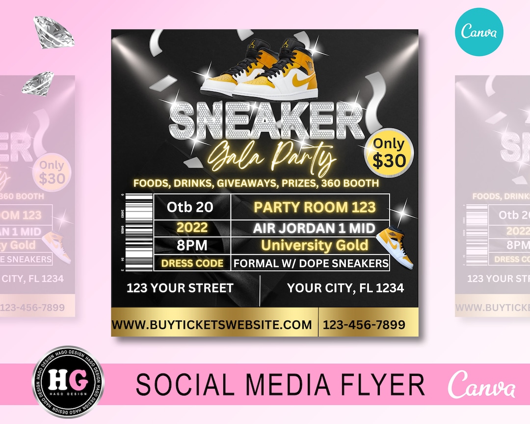 Editable Sneaker Ball Gala Flyer Sneaker Gala Soiree - Etsy