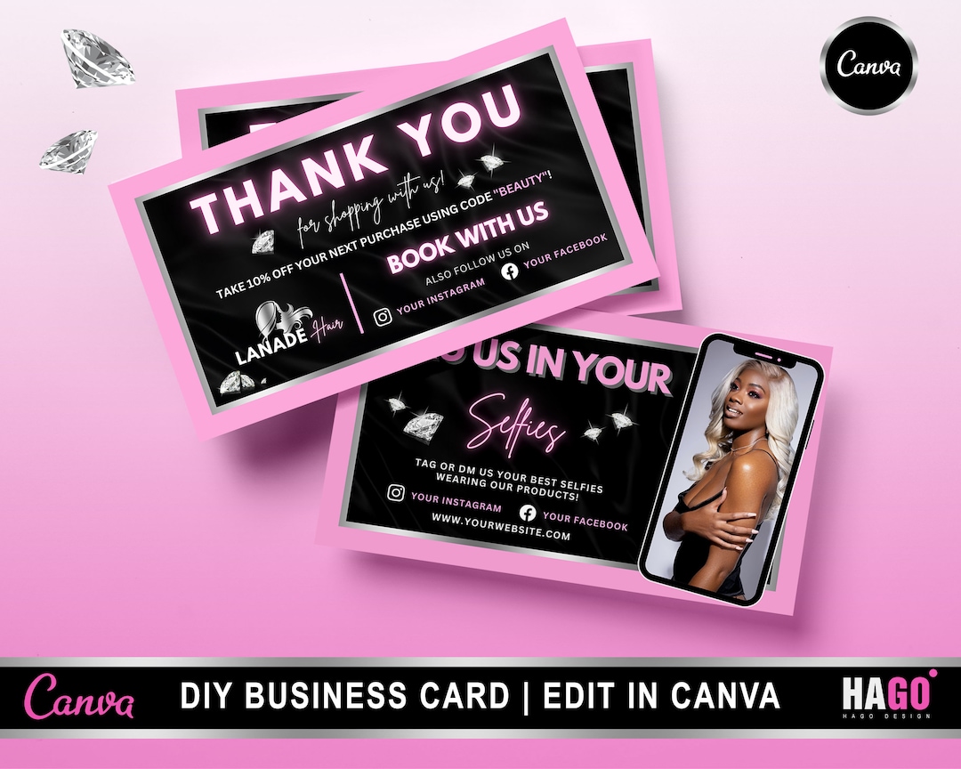 Thank You Card Template Hair Thank You Card Lash Card - Etsy