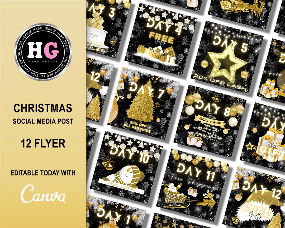 Christmas Social Media Flyer, 12 Days of Christmas, Christmas Sale ...