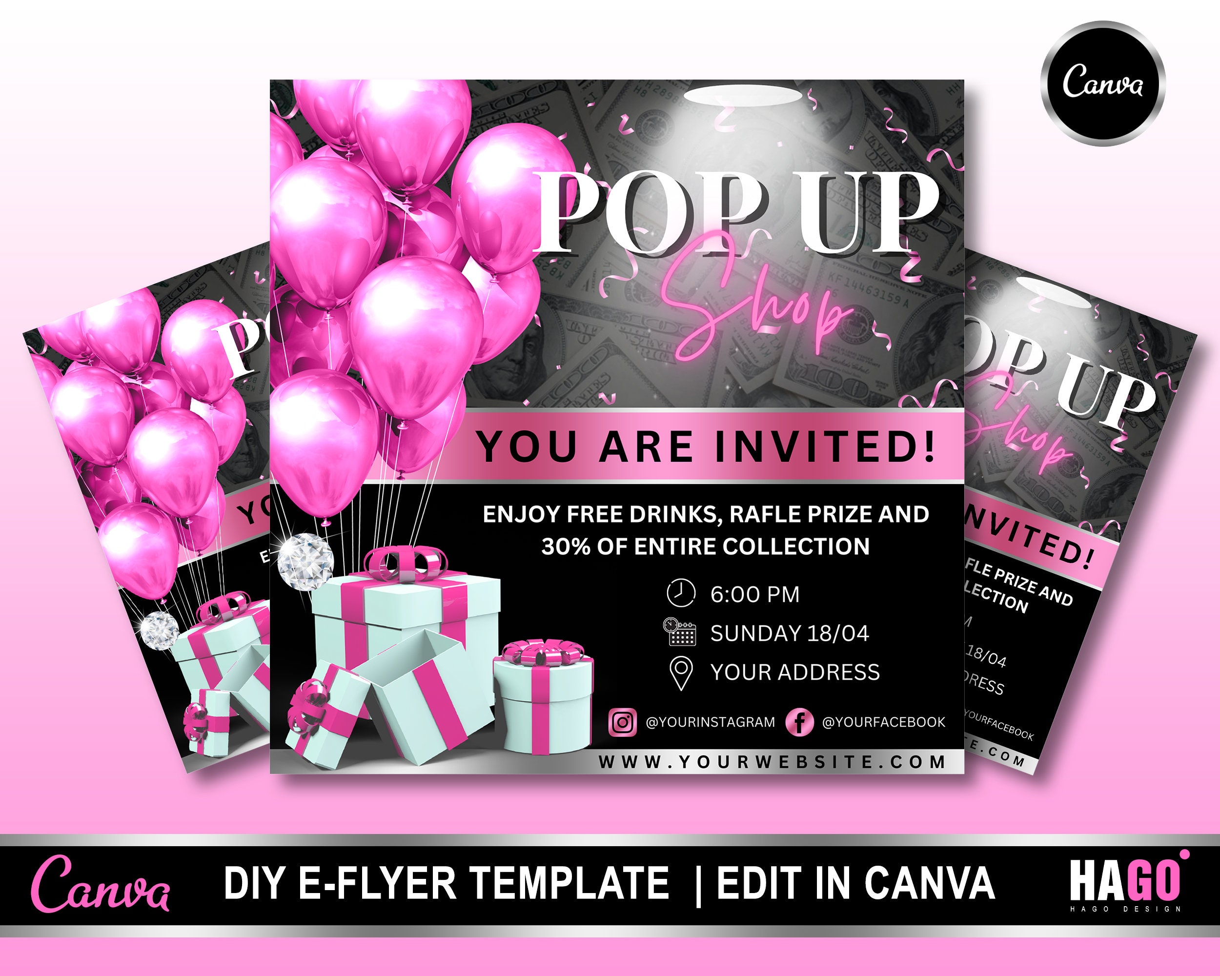 Pop up Shop Flyer Sip and Shop Flyer Event Flyer Boutique - Etsy