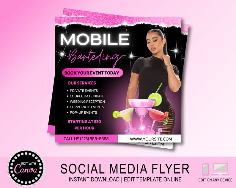 DIY Mobile Bartending Flyer Portable Bar Events Flyer - Etsy