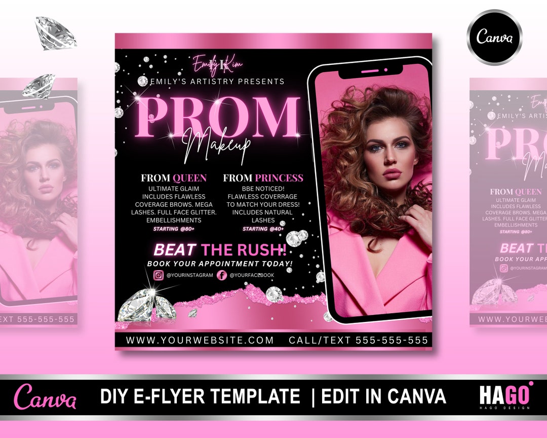 Prom Makeup Flyer, Prom Flyer, Prom Makeup, MUA Flyer, Makeup Flyer ...