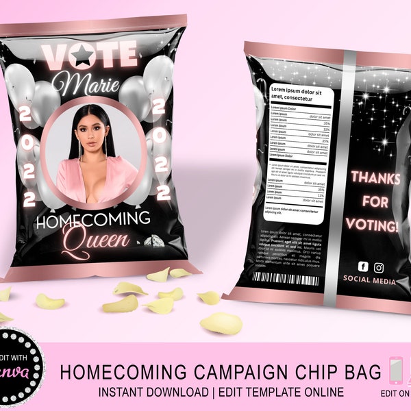 Homecoming Chip Bag Template - Etsy