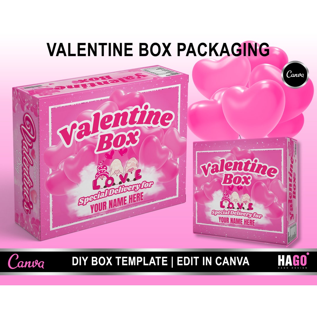 Valentines Box Template Personalized Valentines Box Label Template ...