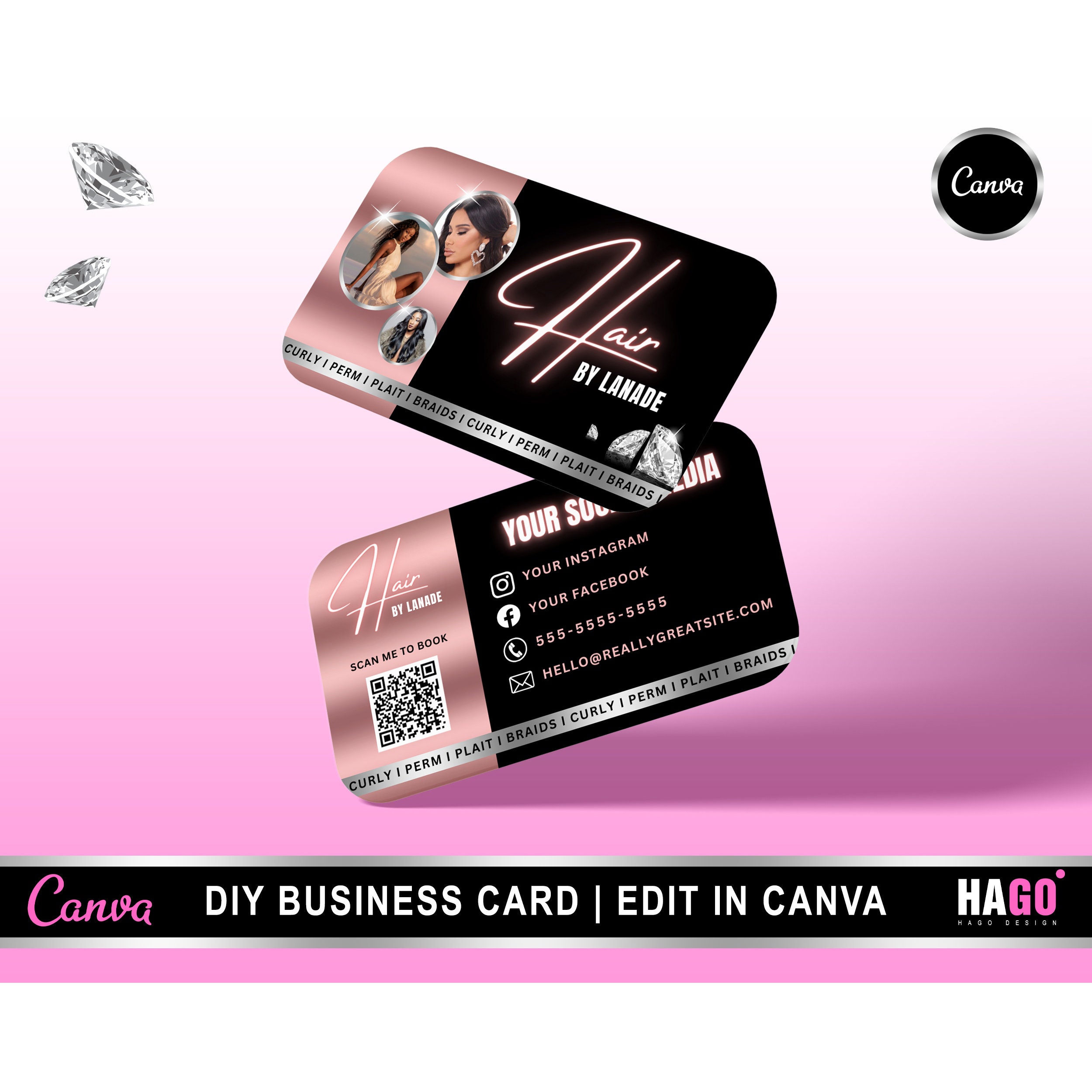 Hair Stylist Business Card Template Hair Business Card - Etsy
