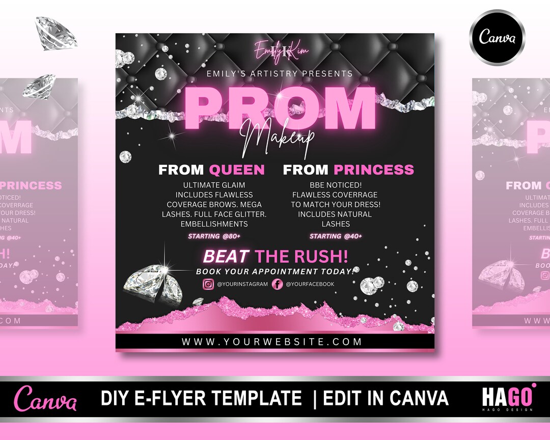 Prom Makeup Flyer, Prom Flyer, Prom Makeup, MUA Flyer, Makeup Flyer ...