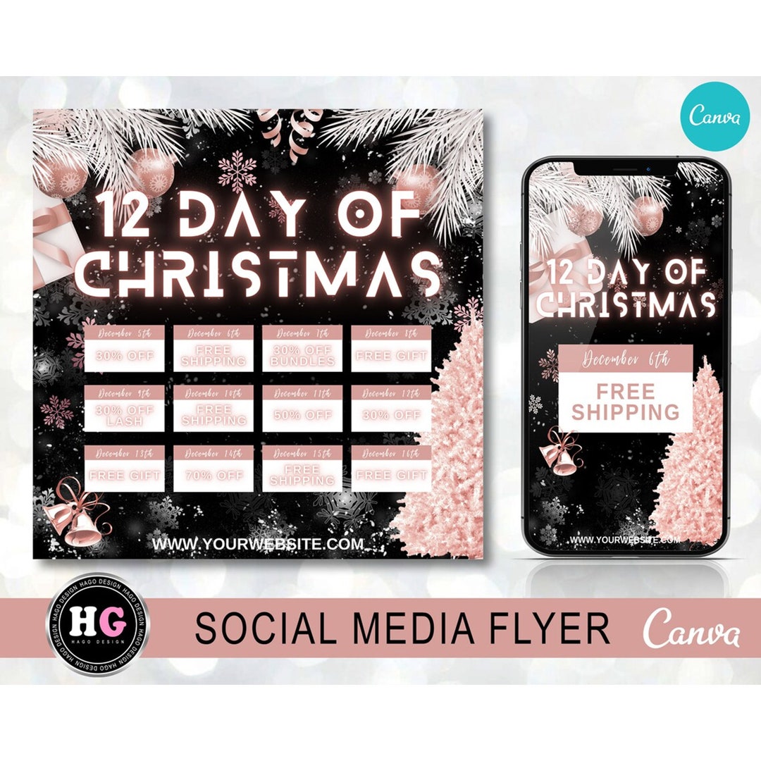 Christmas Social Media Flyer, 12 Days of Christmas, Christmas Sale ...