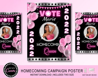 Homecoming Queen Poster Sign, Class Campaign, Class President, High ...