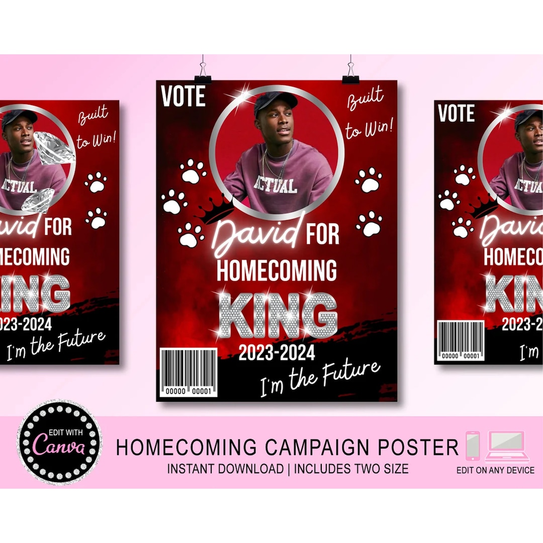 Homecoming King Poster Sign Class Campaign Class President - Etsy