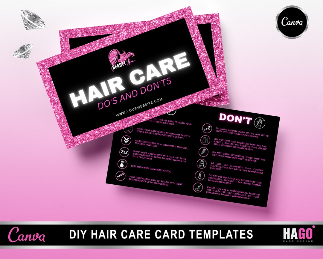 Hair Care Card for Hair Extension Business Hair Care Card - Etsy