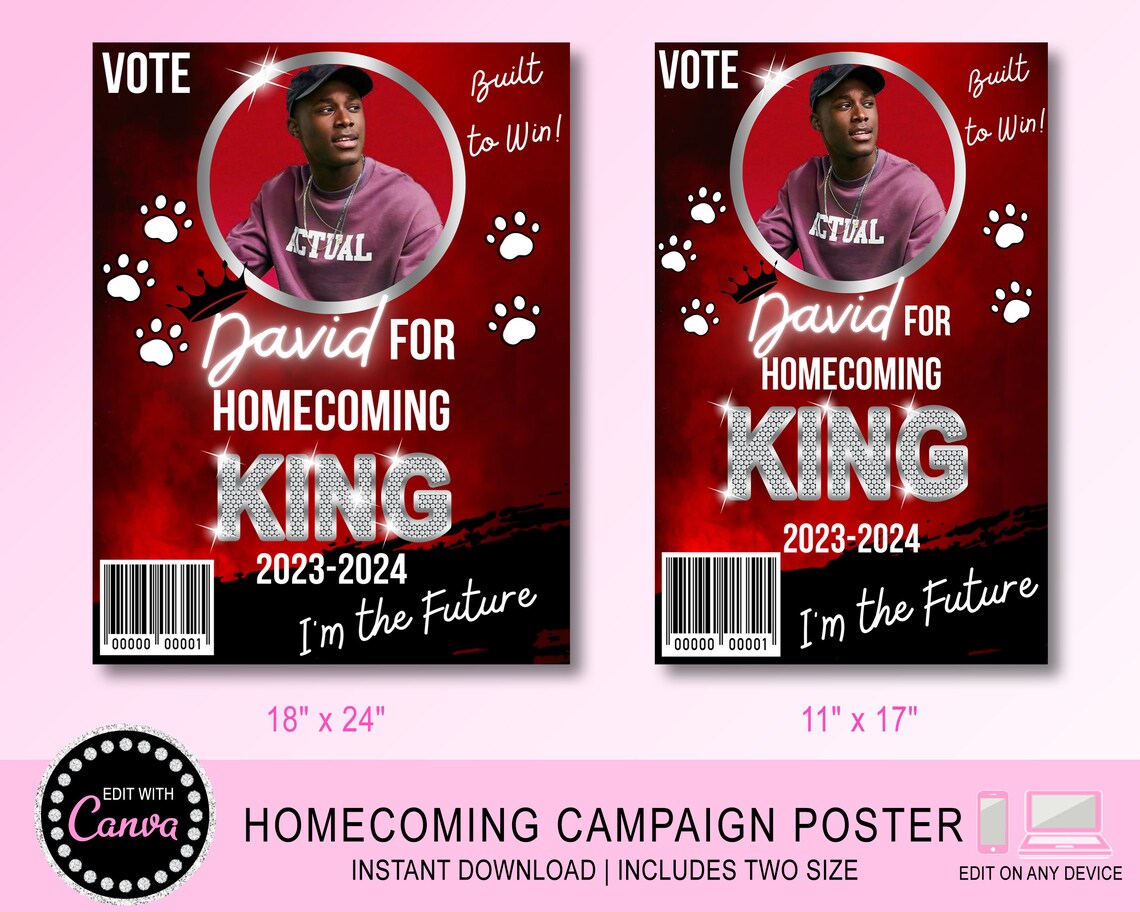 Homecoming King Poster Sign Class Campaign Class President - Etsy