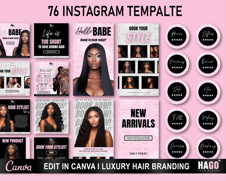 Hair Branding Set Template Hair Branding Kit Hair Website - Etsy