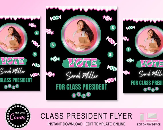 Class President Flyer Student Council Poster Homecoming - Etsy