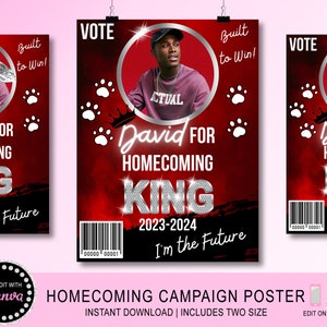 Homecoming King Poster Sign Class Campaign Class President - Etsy