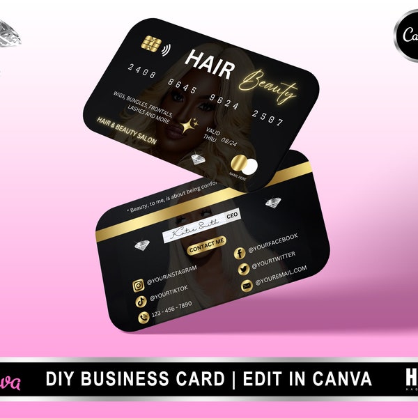 Black Hair Stylist Business Card - Etsy