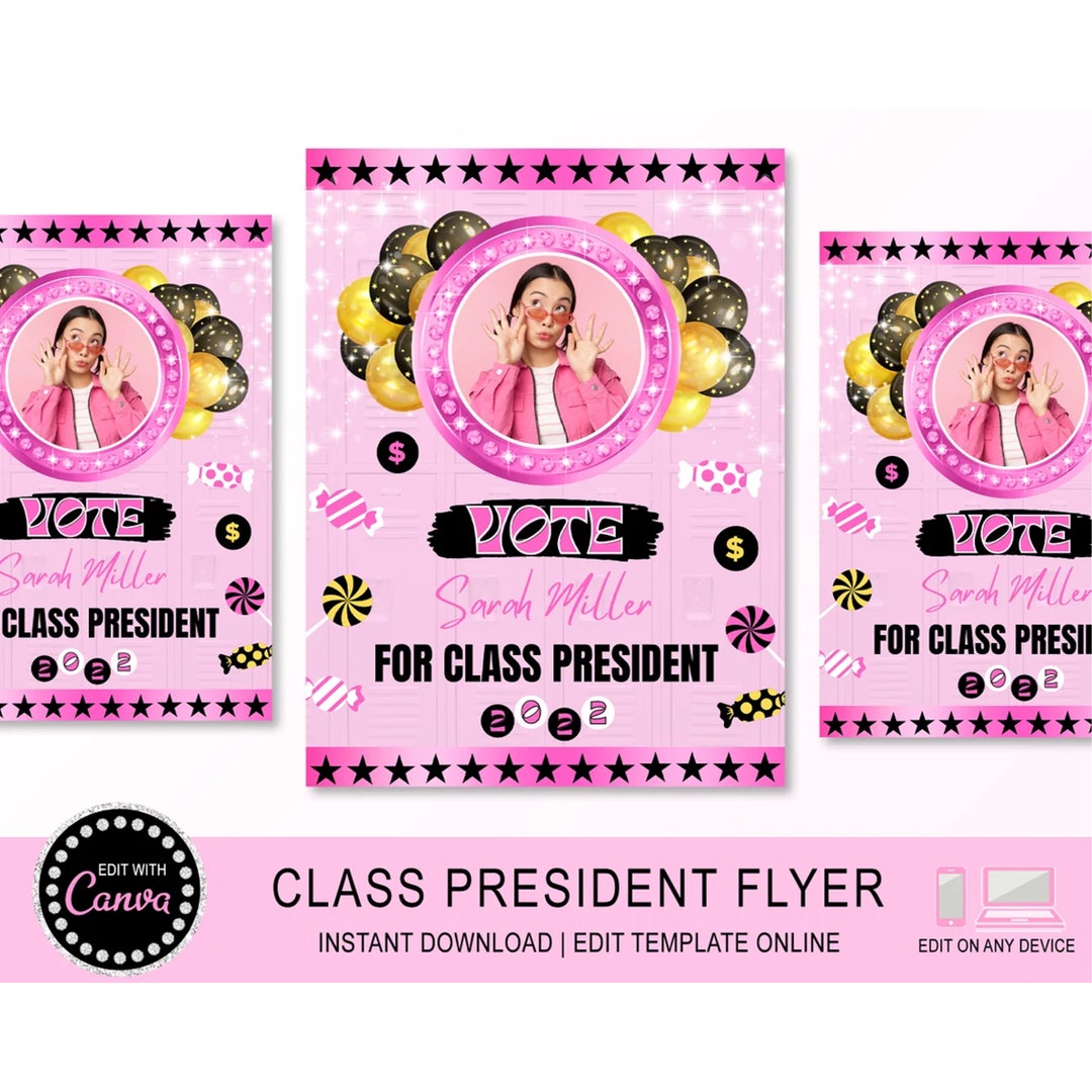 Student Council Poster, Class Treasurer, Class President Flyer, Class ...