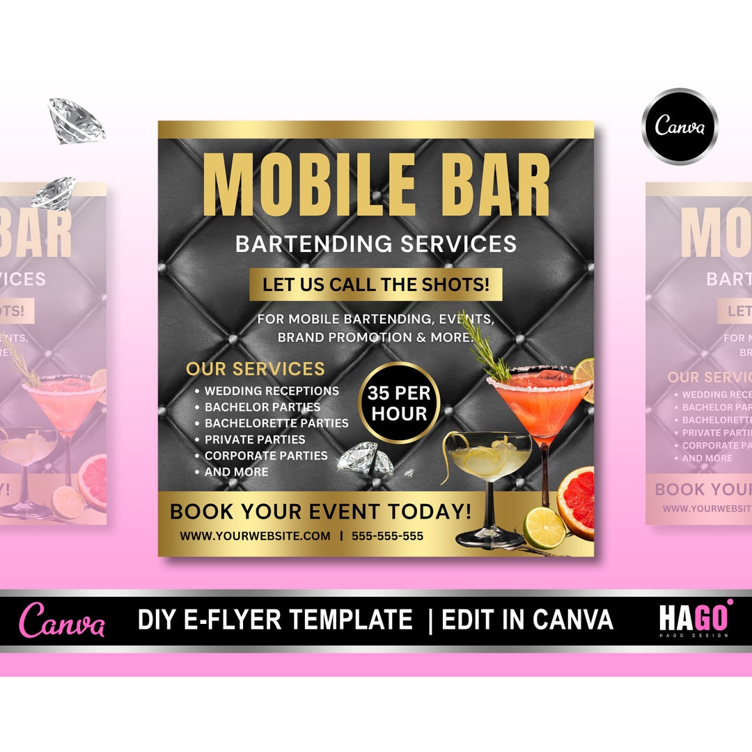 Mobile Bartending Flyer, Mobile Bartender, Bartending Flyer, Female ...