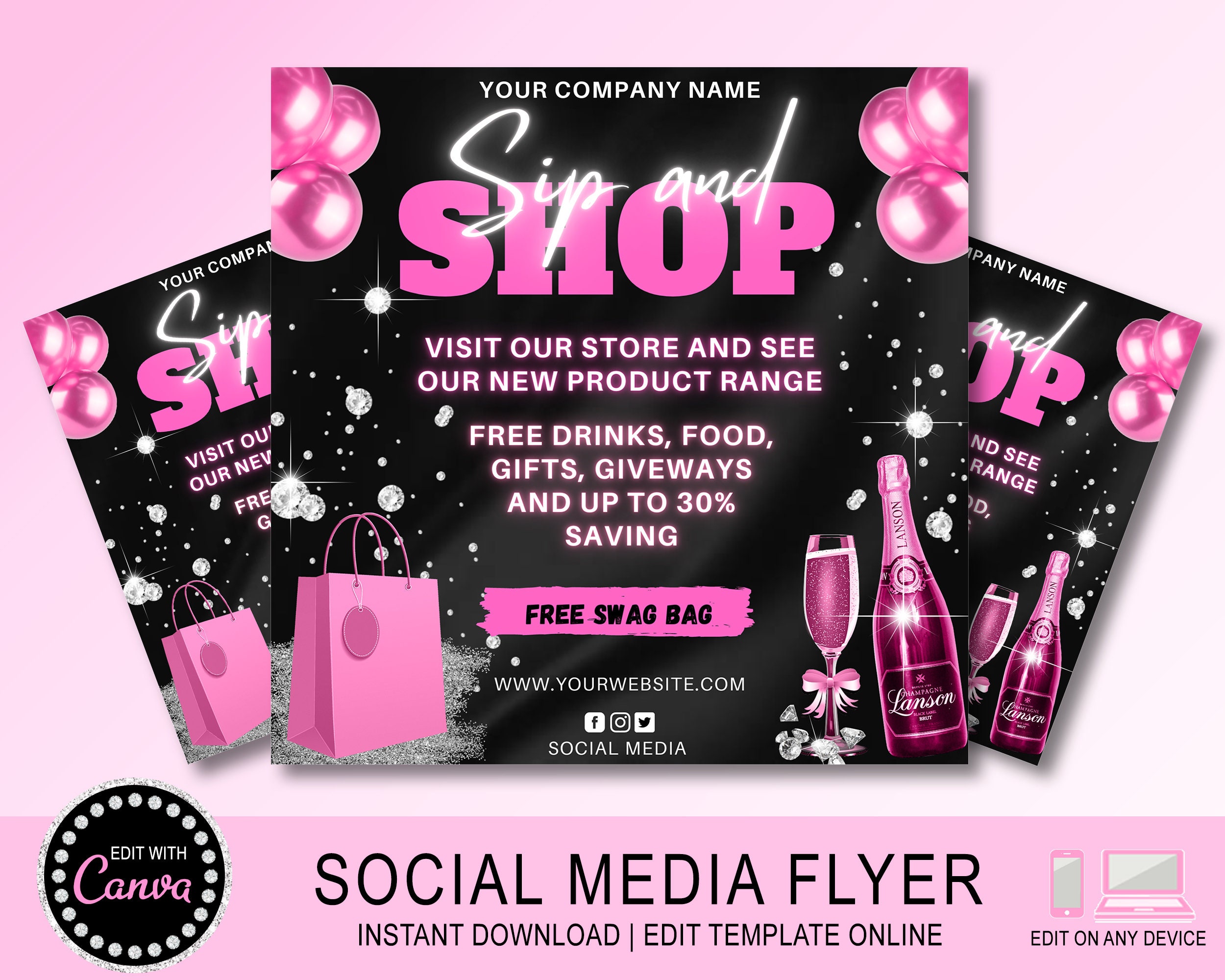 DIY Sip and Shop Flyer Pop up Shop Flyer Shop Now Flyer - Etsy