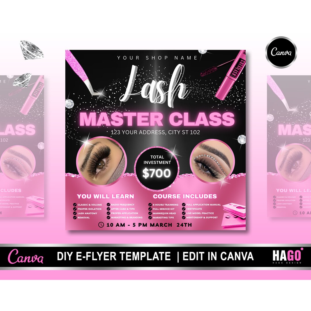 DIY Lash Masterclass Flyer, Eyelash Training Flyer, Lash Technician ...