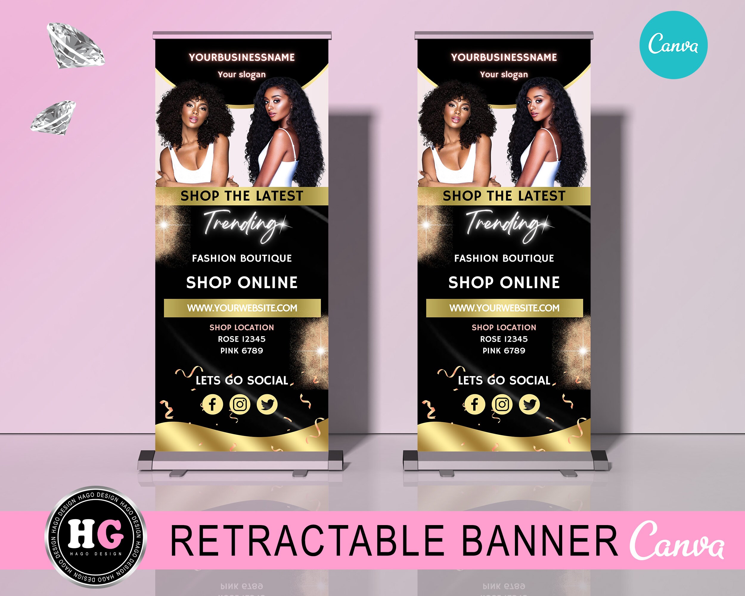 Retractable Banner Template Boutique Retractable Banner Roll - Etsy