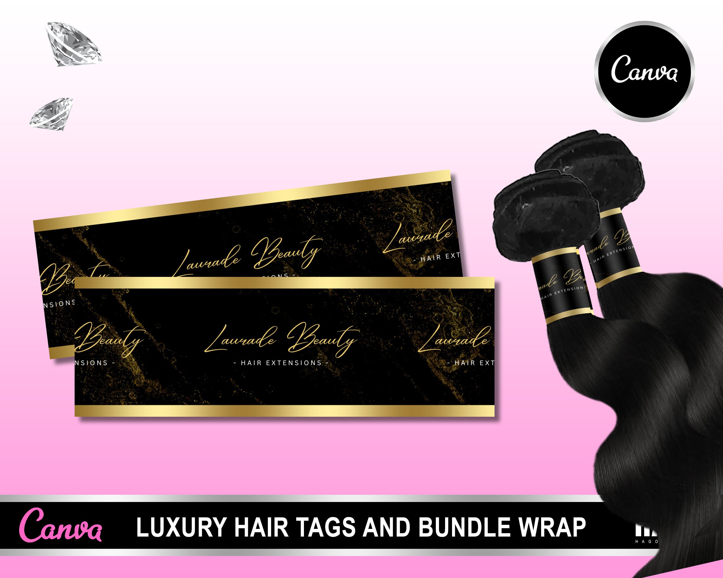Gold Hair Hangtag & Bundle Wrap Design Luxury Hair Tags - Etsy
