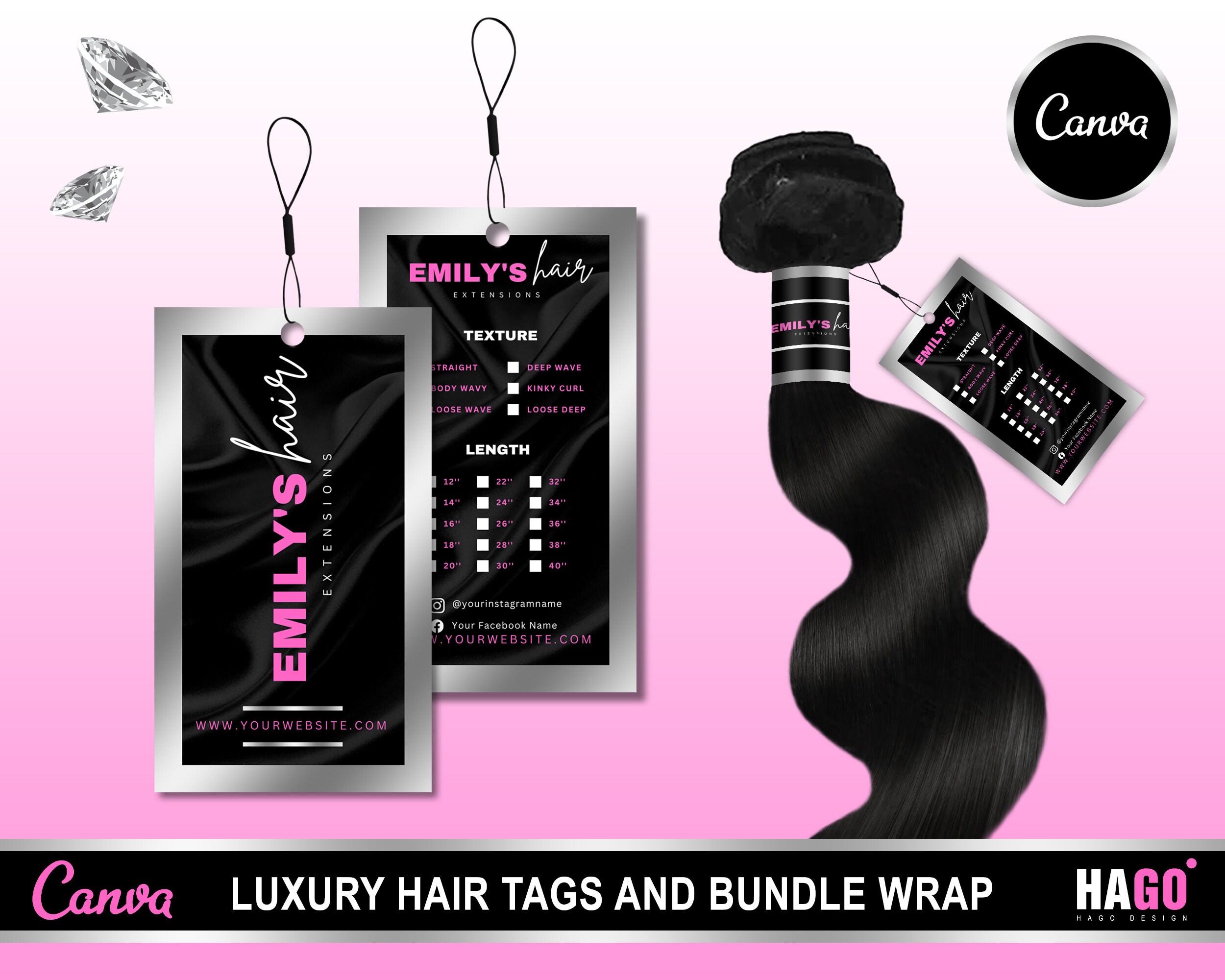 Hair Tags and Bundle Wraps Template Luxury Hair Tags Luxury - Etsy