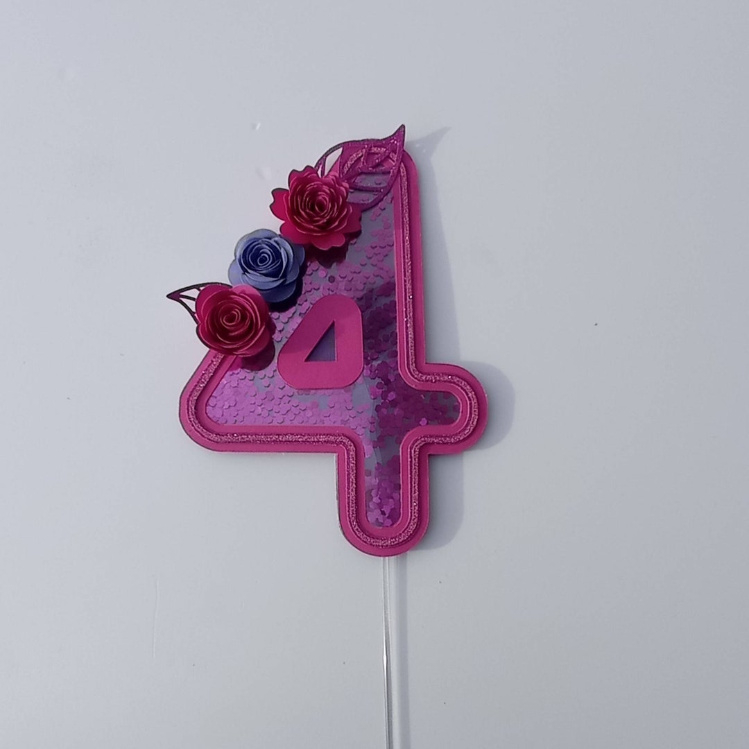 Number Caketopper With Flowers/cake Attachment Cake Decoration - Etsy