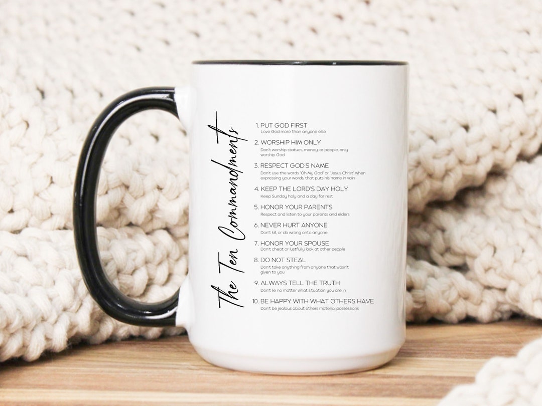 Christian Coffee Mug, the Ten Commandments Mug, Cute Christian Gifts ...