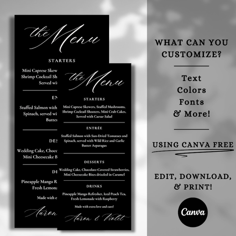 Wedding Menu Template, Birthday Menu Template, Minimalist Menu Template ...