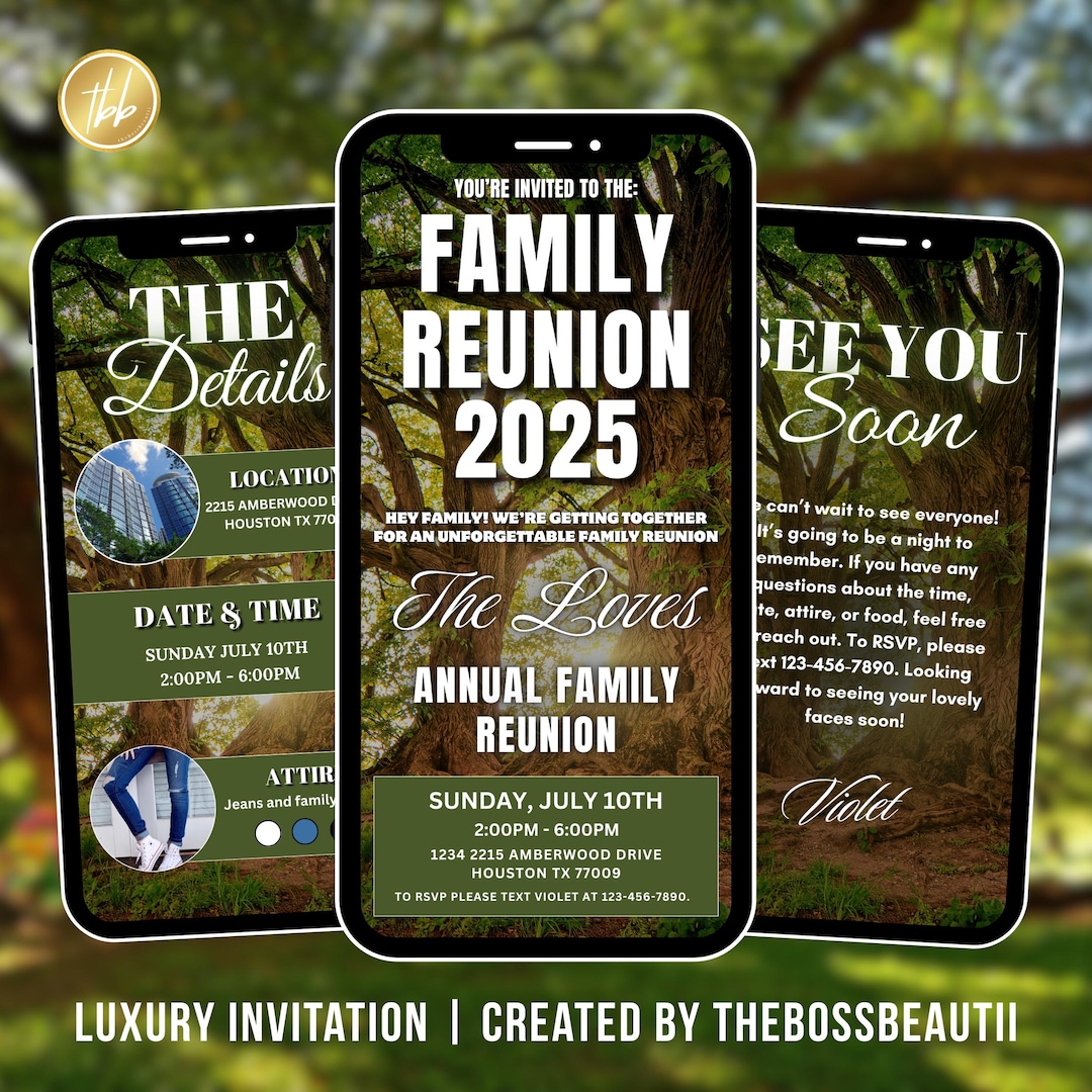 Family Reunion Invite, Family Reunion Invitation Evite, Family Get ...
