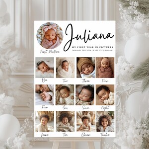 My First Year Birthday Sign, Milestone Birthday Poster Template, Baby's ...